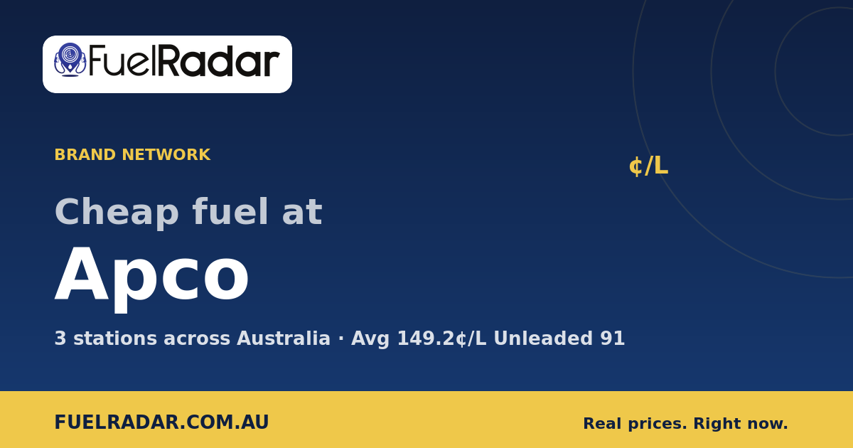 Apco Fuel Prices & Locations - FuelRadar Australia