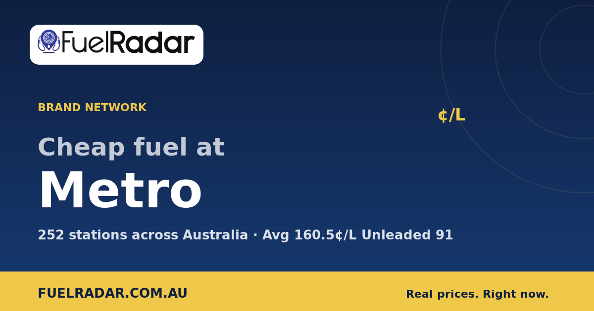 Metro Fuel Prices & Locations | FuelRadar Australia
